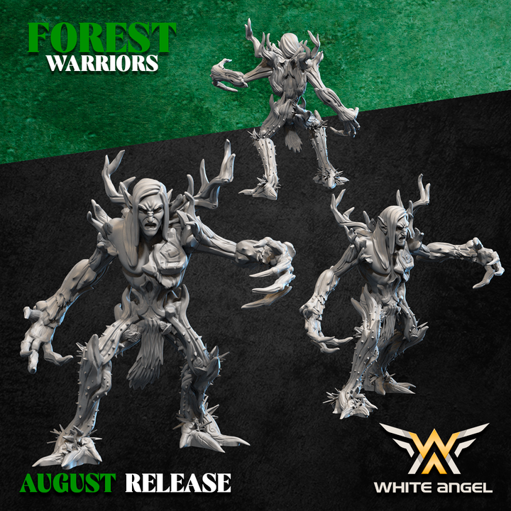 3D Printable TREESPIRIT - FOREST WARRIORS (AUGUST 2025 RELEASE) by WHITE ANGEL MINIATURES